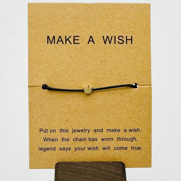 Jewelry | Make A Wish Good Luck Crown Gift Bracelet Black | Poshmark